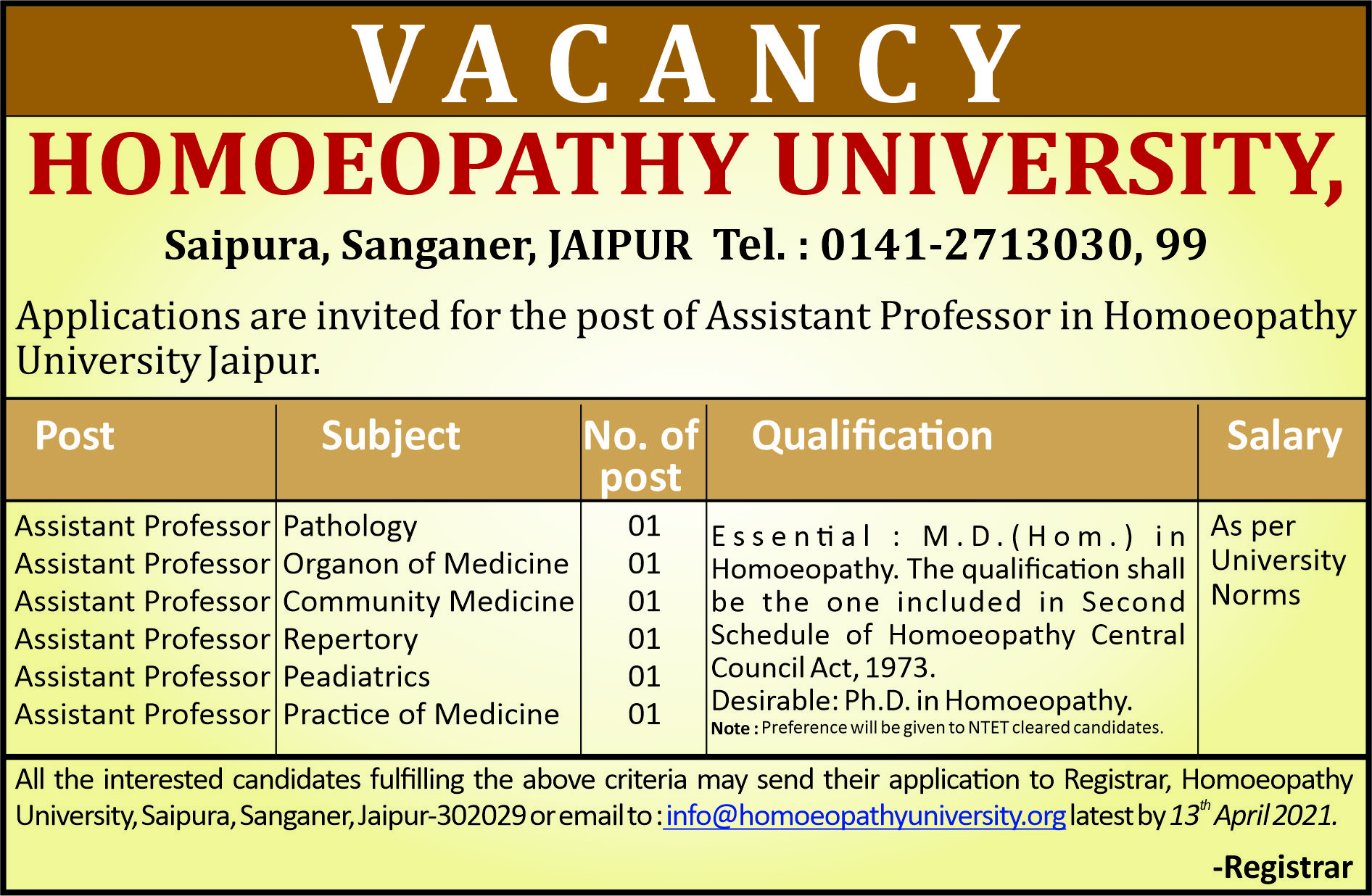 Homoeopathy University Admission 2025, Application Form, Dates - StudyWoo